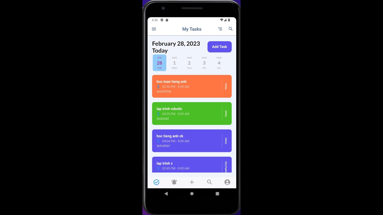 Demo Task Management -  Flutter Firebase CRUD (Create, Read, Update, Delete)