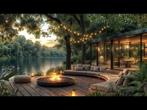 Cozy Summer Lakeside Ambience 🌿 Fire Pit & Nature Sounds for Deep Relaxation, Focus & Sleep