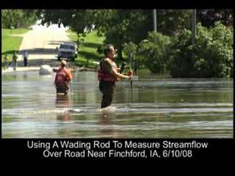 Measuring Streamflow with Wading Rod Near Finchford, IA