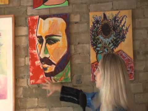 Fine artist Monieca describes 1st of 2 paintings done with dead painters
