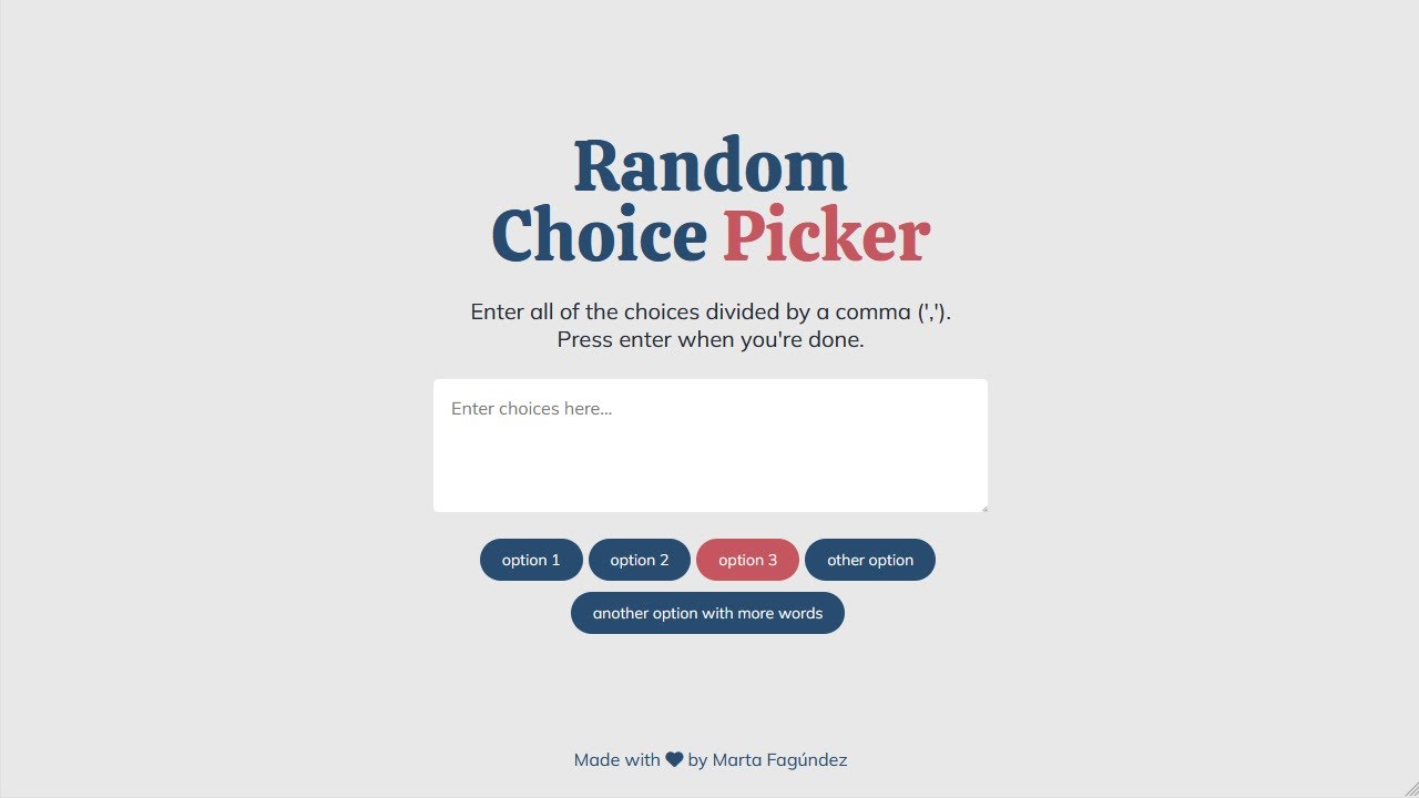 Day 13: Random Choice Picker - #50projects50days
