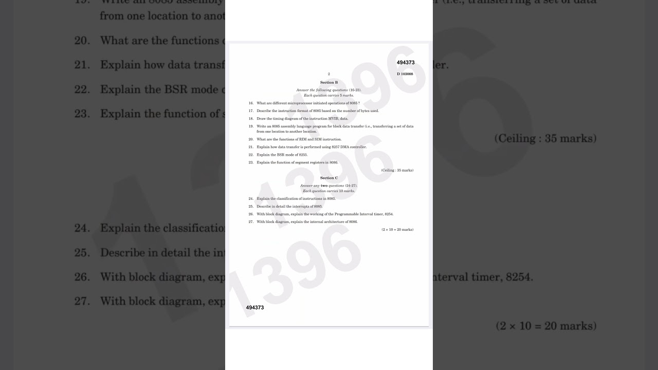 Microprocessors - Architecture and Programming       |     4th Sem   Common Course  2024 #calicut
