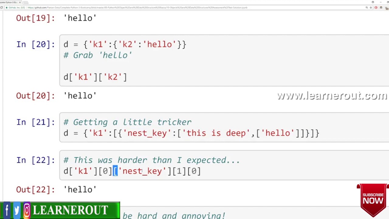 #23 || Python Objects and Data Structures Assessment Test Solutions
