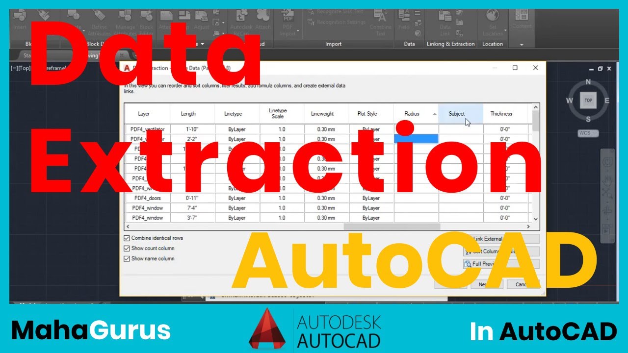 How to Extraction Data in Autocad- DataExtraction Excel Autocad Tutorial