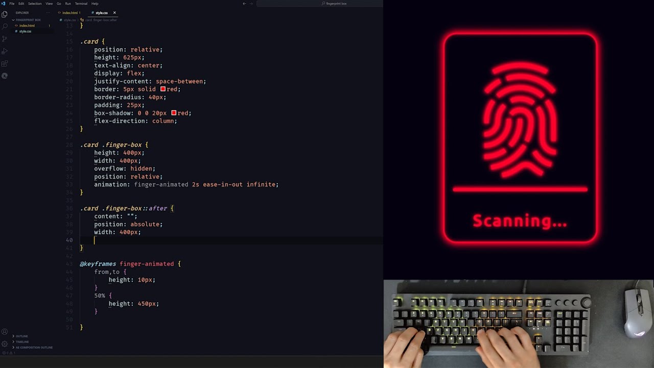 ASMR Programming - Fingerprint animation with CSS  and SVG - No Talking