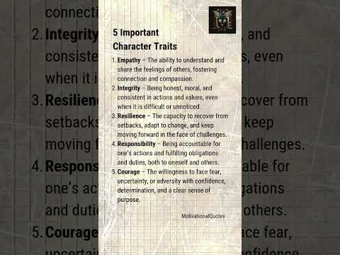 5 Important Character Traits #lifechangingthoughts #inspiration #motivation #selfimprovement