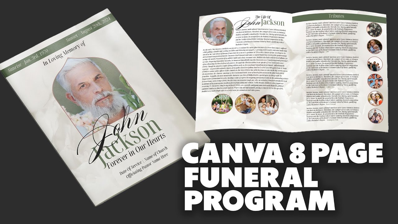Step by Step How to Design 8 Page Funeral Program in Canva