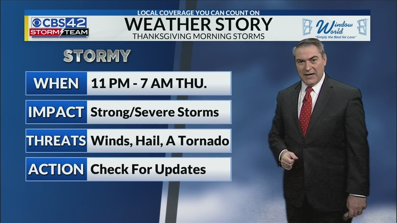 Strong to Severe Storms Tonight - CBS 42 News at 4 pm Update