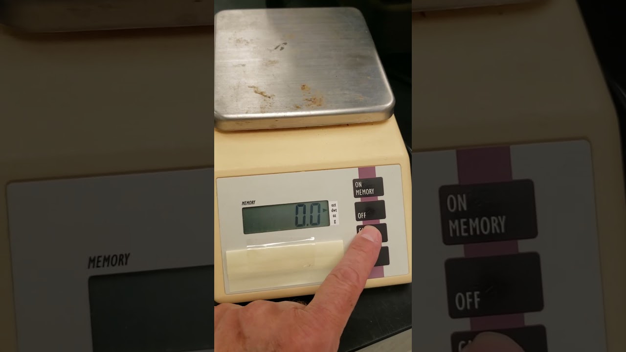 Measuring mass of a pine block in grams using a top load electronic scale