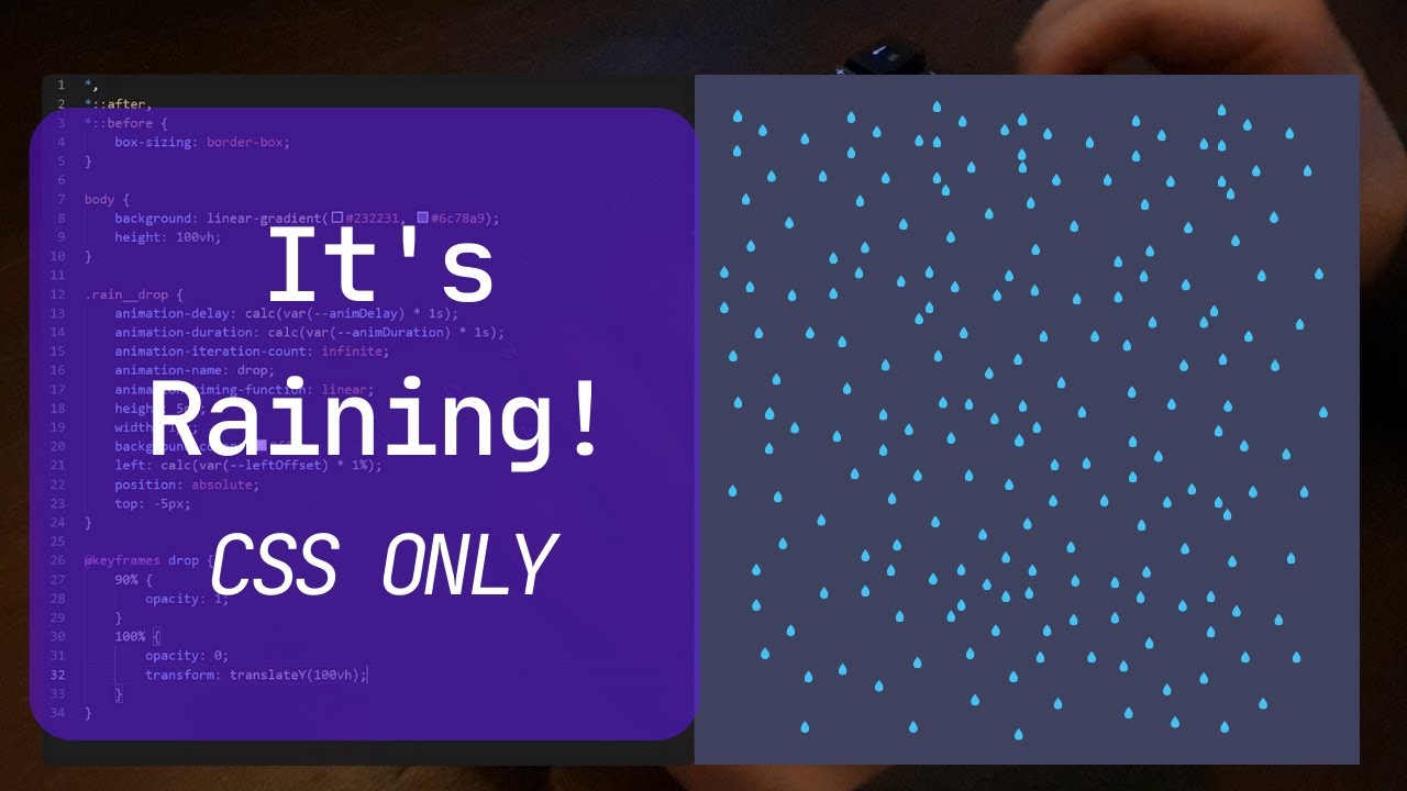 ASMR Coding - Rain Effect (CSS & HTML Only) - No Talking | Rainy Ambience