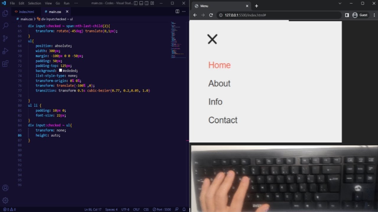 ASMR Programming - Simple Hamburger Menu  - No Talking