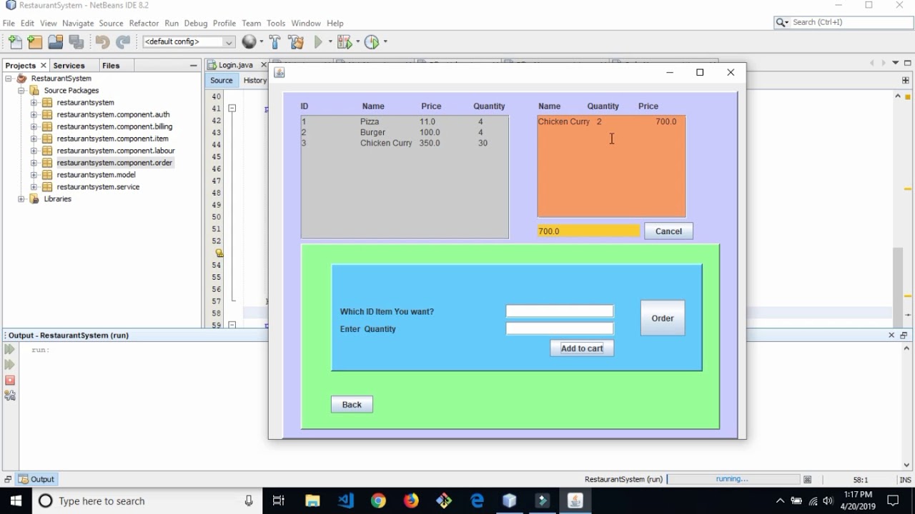 Simple Restaurant Order System In Java | Source Code & Projects