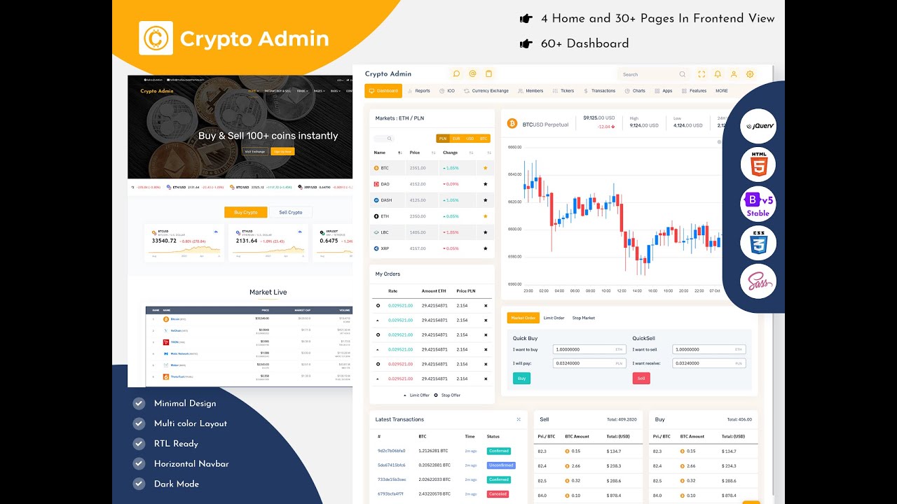 Crypto Tokenize Admin Dashboard Bootstrap 5 Admin Template with Semi light theme