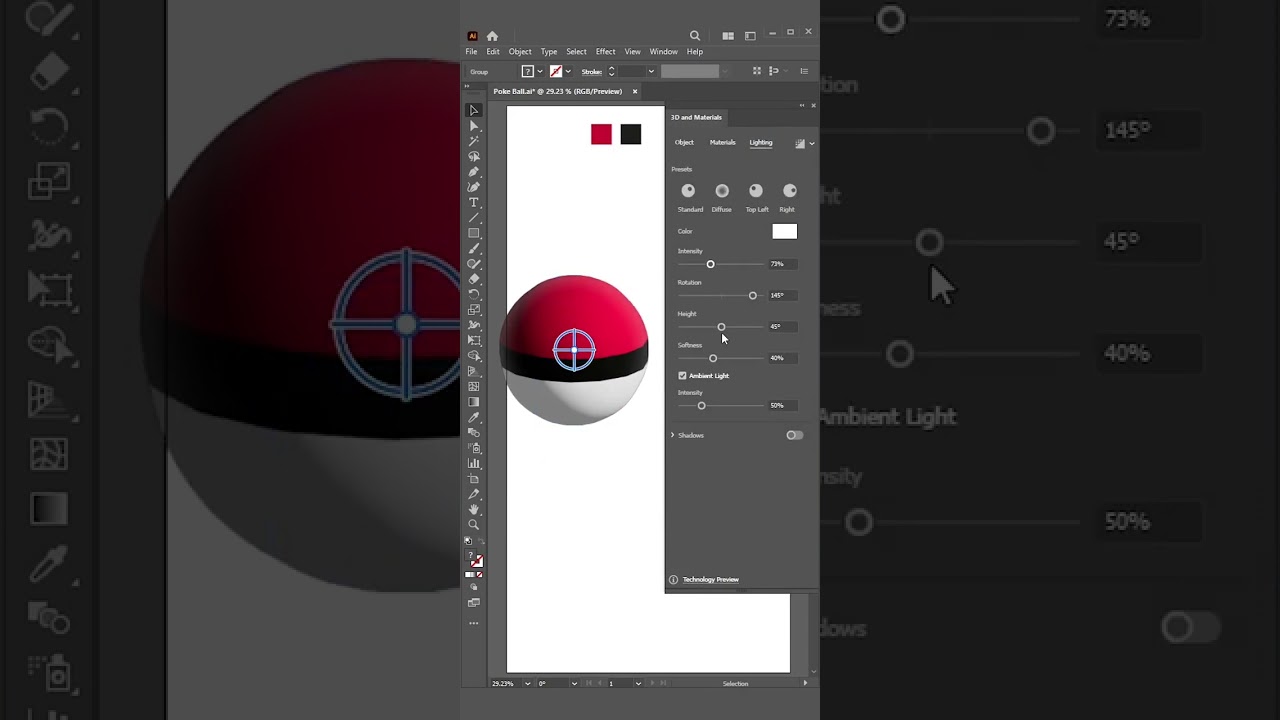 3D Pokeball vector object created in adobe illustrator. #adobeillustrator #vector #pokemon