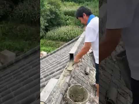 Construction process of decorative bricks on the roof ridge