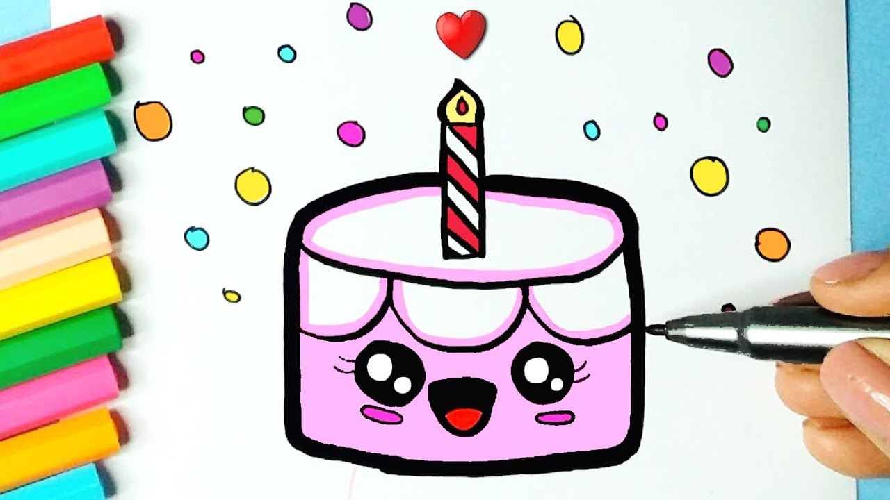 Como desenhar Bolo fofo Kawaii | Desenho para desenhar - Drawing to Draw