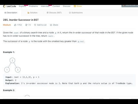 Leetcode#285. Inorder Successor in BST
