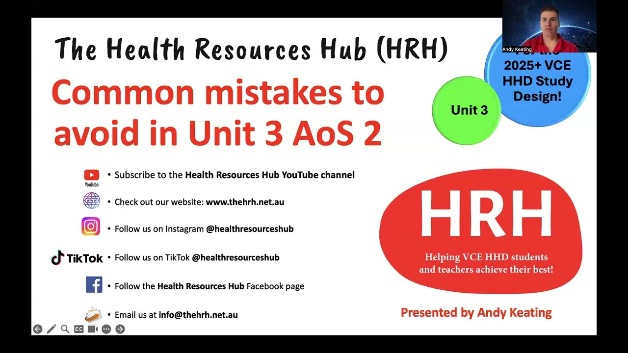 Common mistakes to avoid in Unit 3 AoS 2 in VCE HHD.