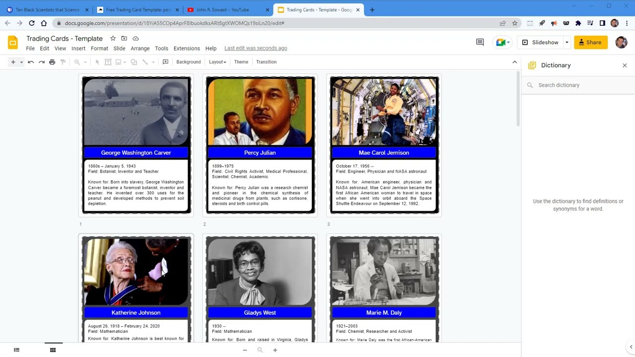 Trading Cards Template in Google Slides