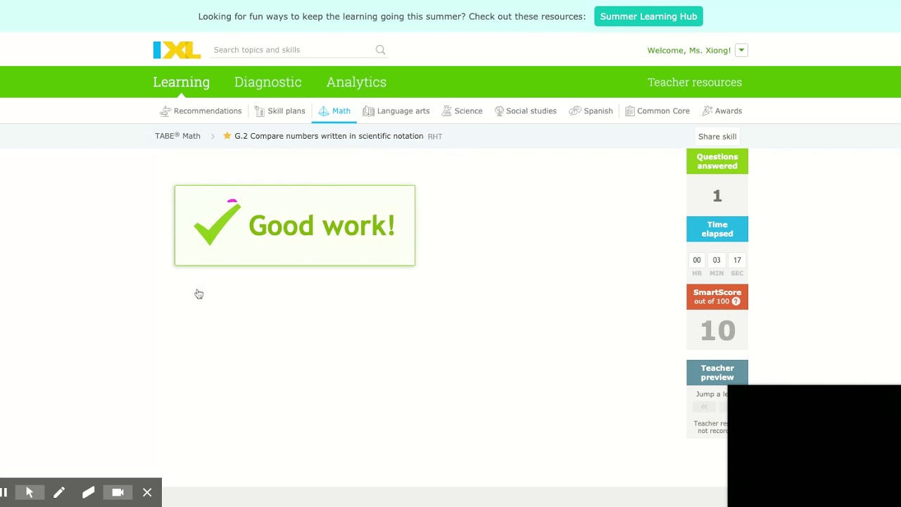 IXL | Compare numbers written in scientific notation | 8th grade math