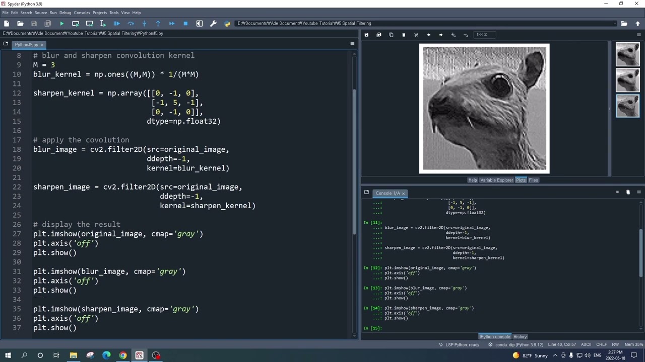 Python#5 Spatial Domain Image Filter: Image Blurring and Sharpening in Python