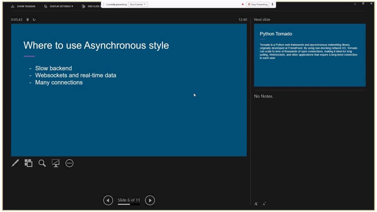 Tornado Webserver is a good example of async by Miroslav Asenov (Eng)