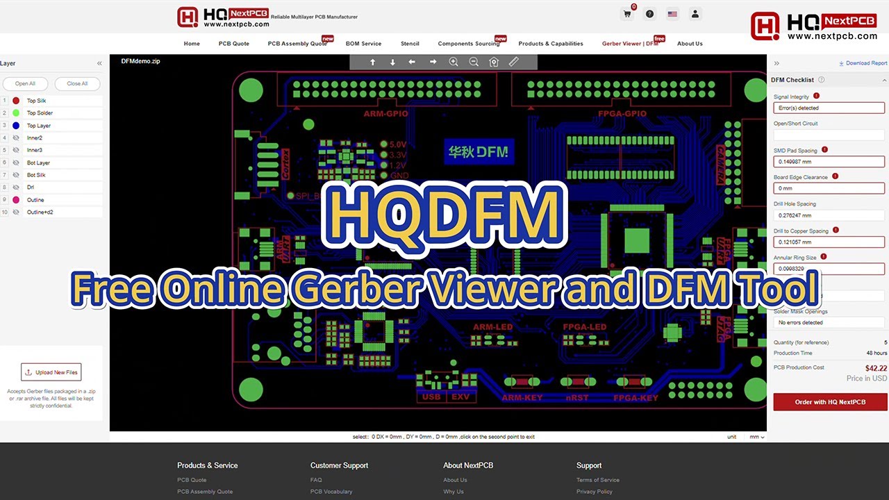 Powerful Free Online Gerber Viewer - HQDFM, With Free DFM Report #gerberviewer #NextPCB