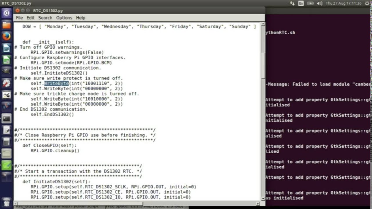 Real Time Clock Python Source Code