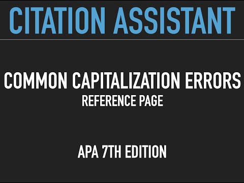 Common Capitalization Errors, APA