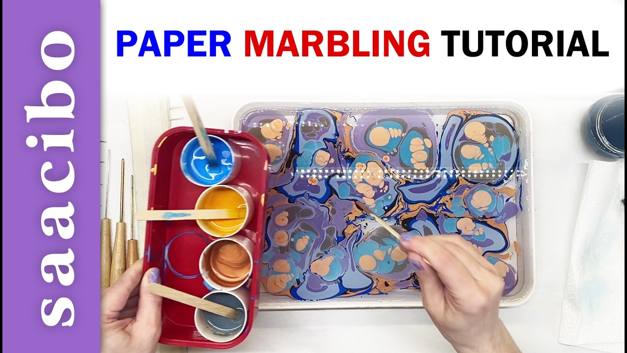 How To Marble Papers With Acrylic Paints - Tutorial  #marblingart