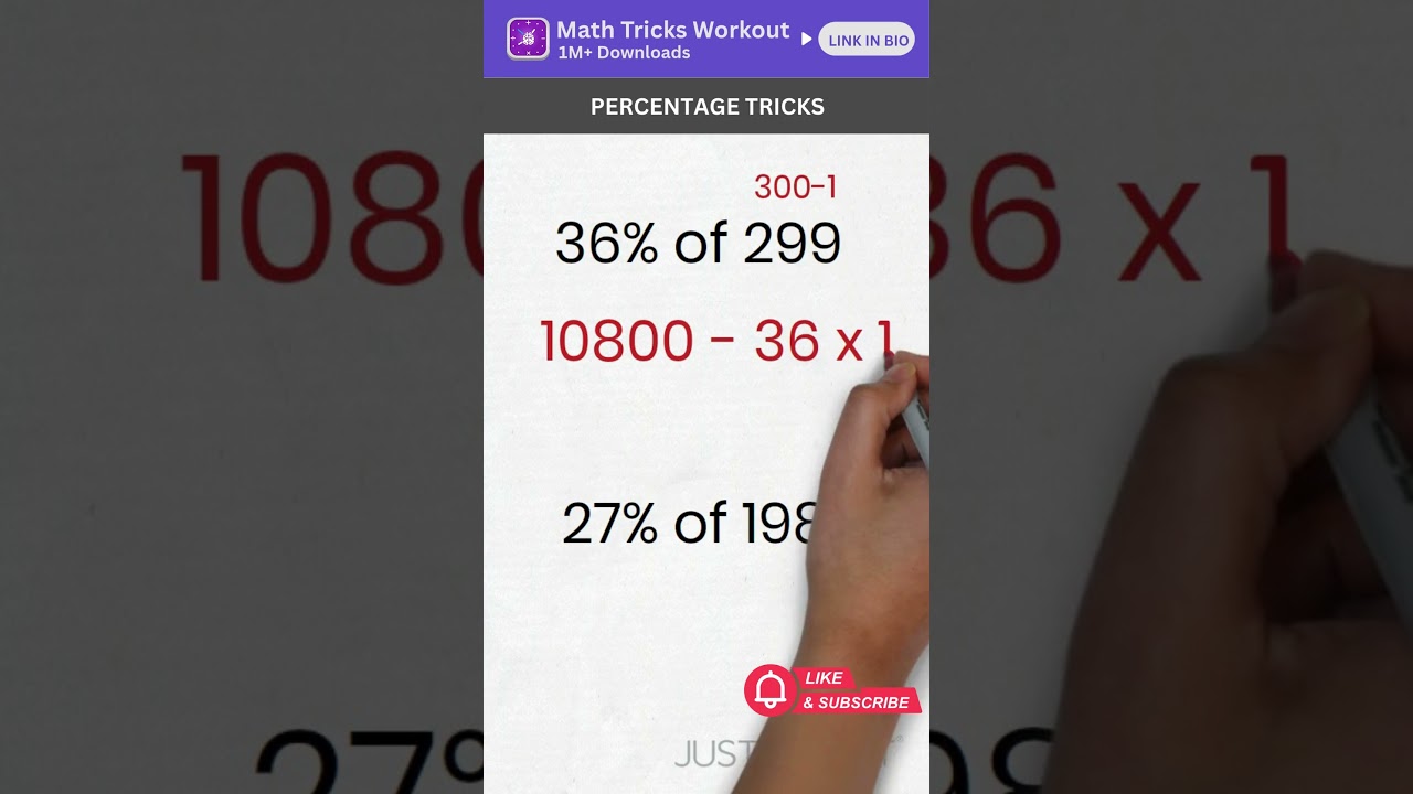 Math Tricks - Percentage Tricks - Mental Math Tricks - Simplification Tricks - Easy Math Hacks