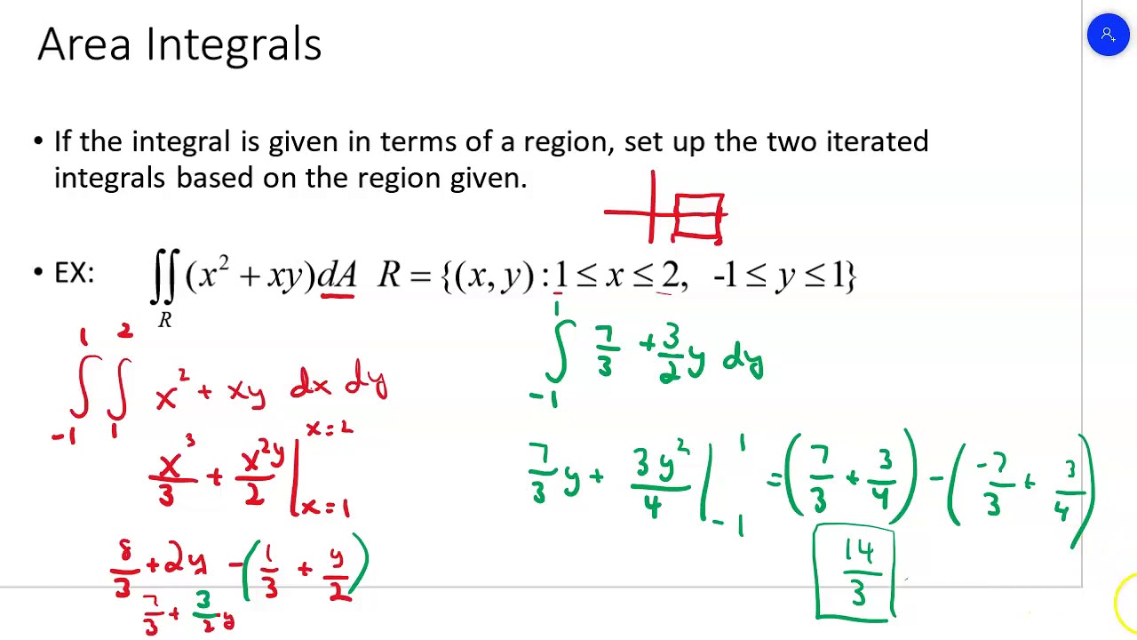 Calculus 3:  Double Integrals Over Rectangular Regions  (Sec. 16.1)