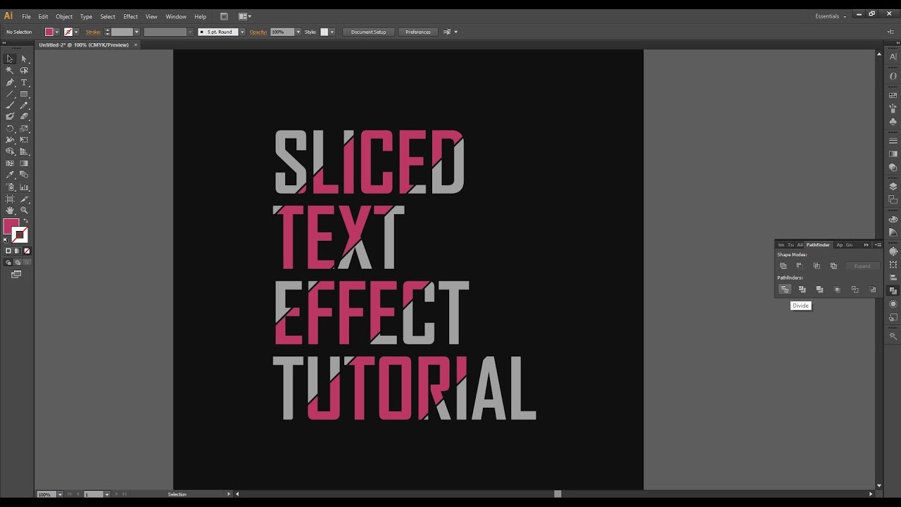 Sliced text effect tutorial in Adobe Illustrator (Bangla)