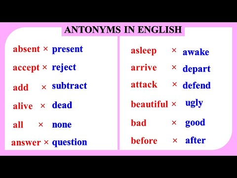 Learn Common Antonyms Words in English to Expand your Vocabulary ~ Learn English