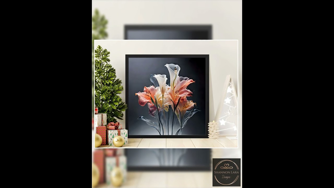Elegant Floral Bouquet Art, Stunning Flower Wall Art Print, Beautiful Lily Artwork for Home Decor...