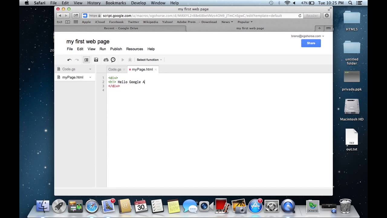 Creating your first Google Apps Script Project