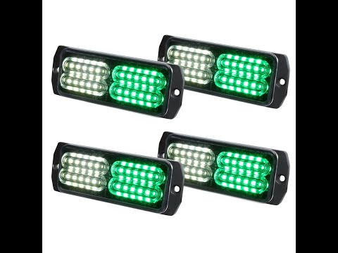 ASPL 4pcs Sync Feature 24-LED Surface Mount Flashing Strobe Lights (Green White)