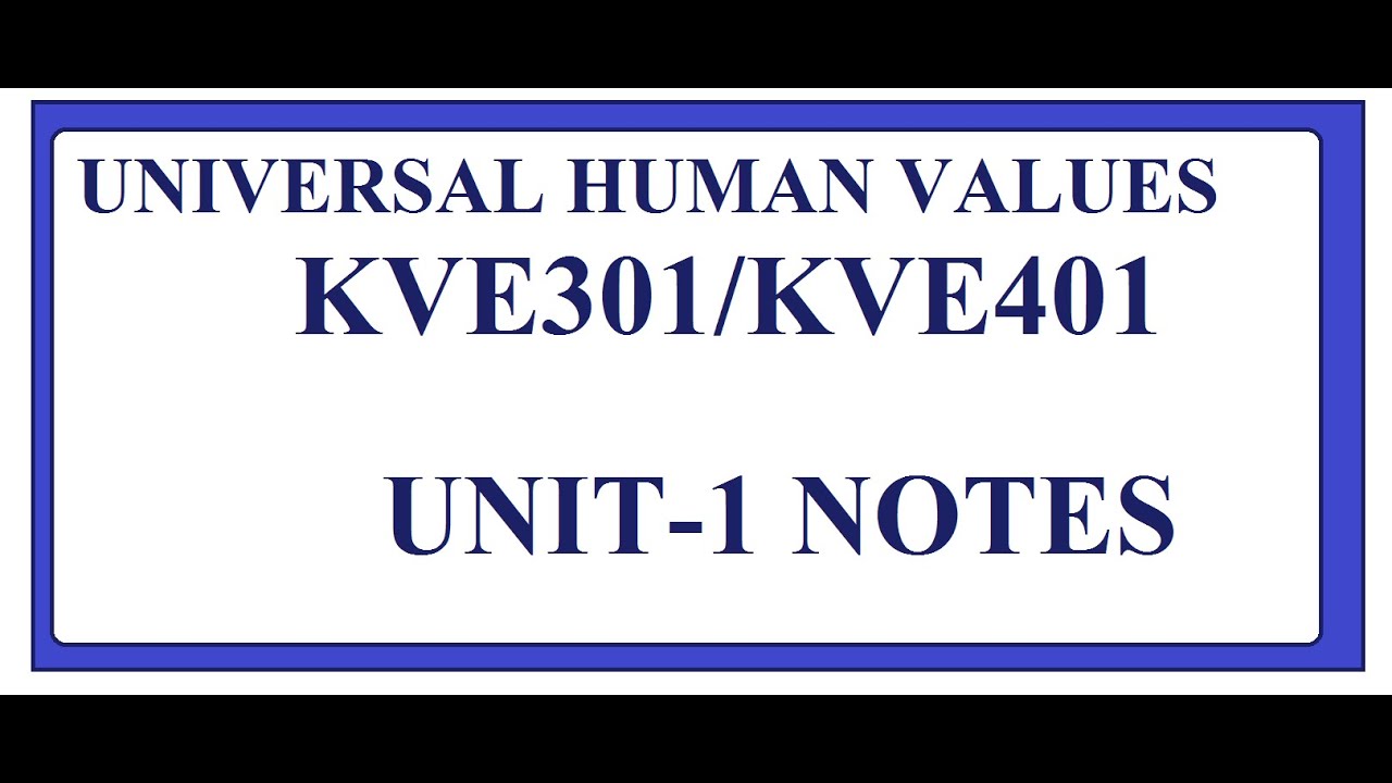 UNIVERSAL HUMAN VALUES (KVE301) UNIT 1 NOTES