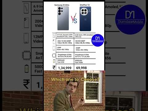 OnePlus 13 5G Vs Samsung Galaxy S25 Ultra Specs......#fun #shorts