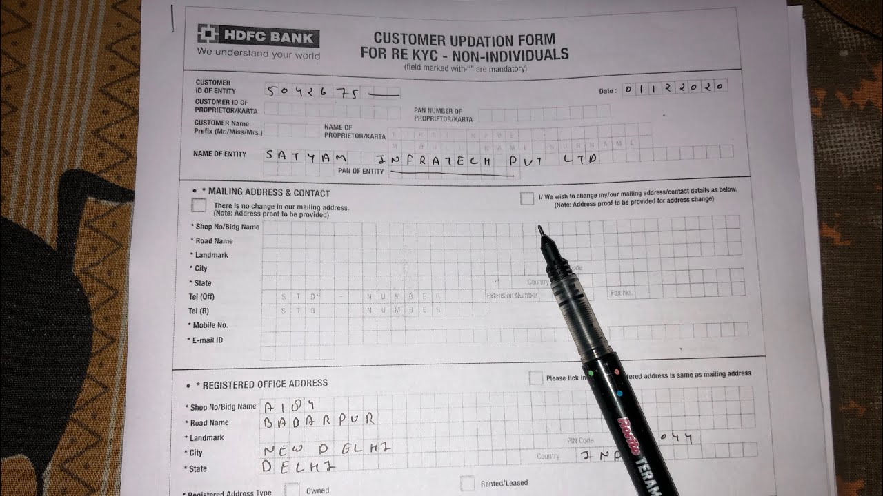 HDFC RE KYC -NON-INDIVIDUALS (Comapny ka Kyc kaise kare hdfc bank main)