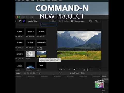 Final Cut Pro Shortcut | Command-N | New Project