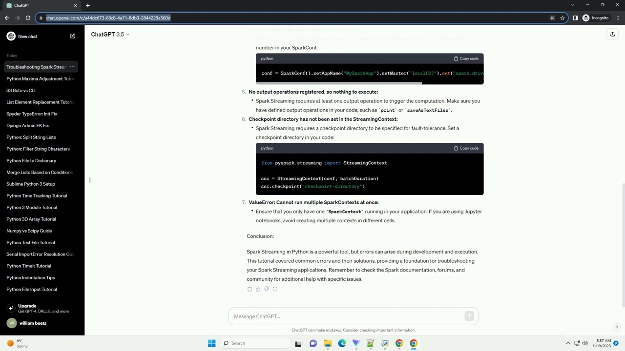 Getting error while spark streaming with python