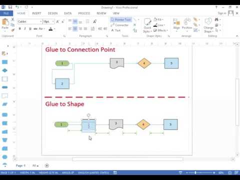 Visio glue shape to shape or glue to connection point
