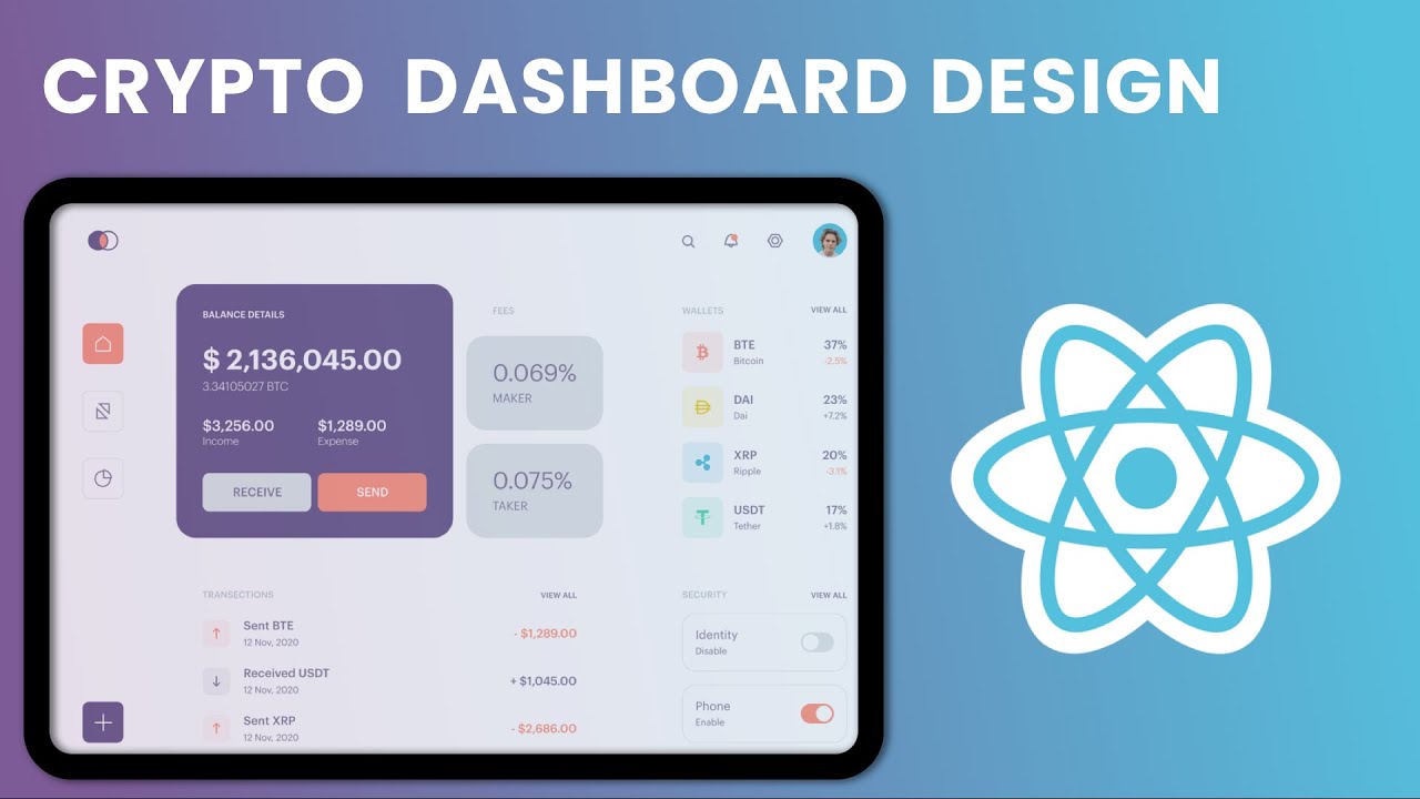 HOW I DESIGNED CRYPTO DASHBOARD UI USING REACT || DRIBBBLE DESIGN