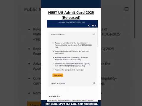NEET UG 2025 Admit Card Released ✅ | Download Now @ neet.nta.nic.in!