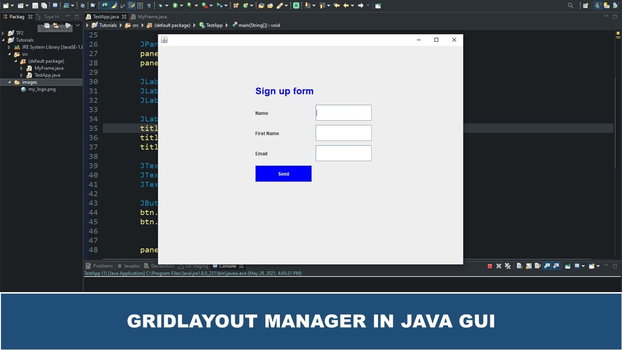 Java GUI Crash Course Tutorial #9 - GridLayout Manager explained using Java swing