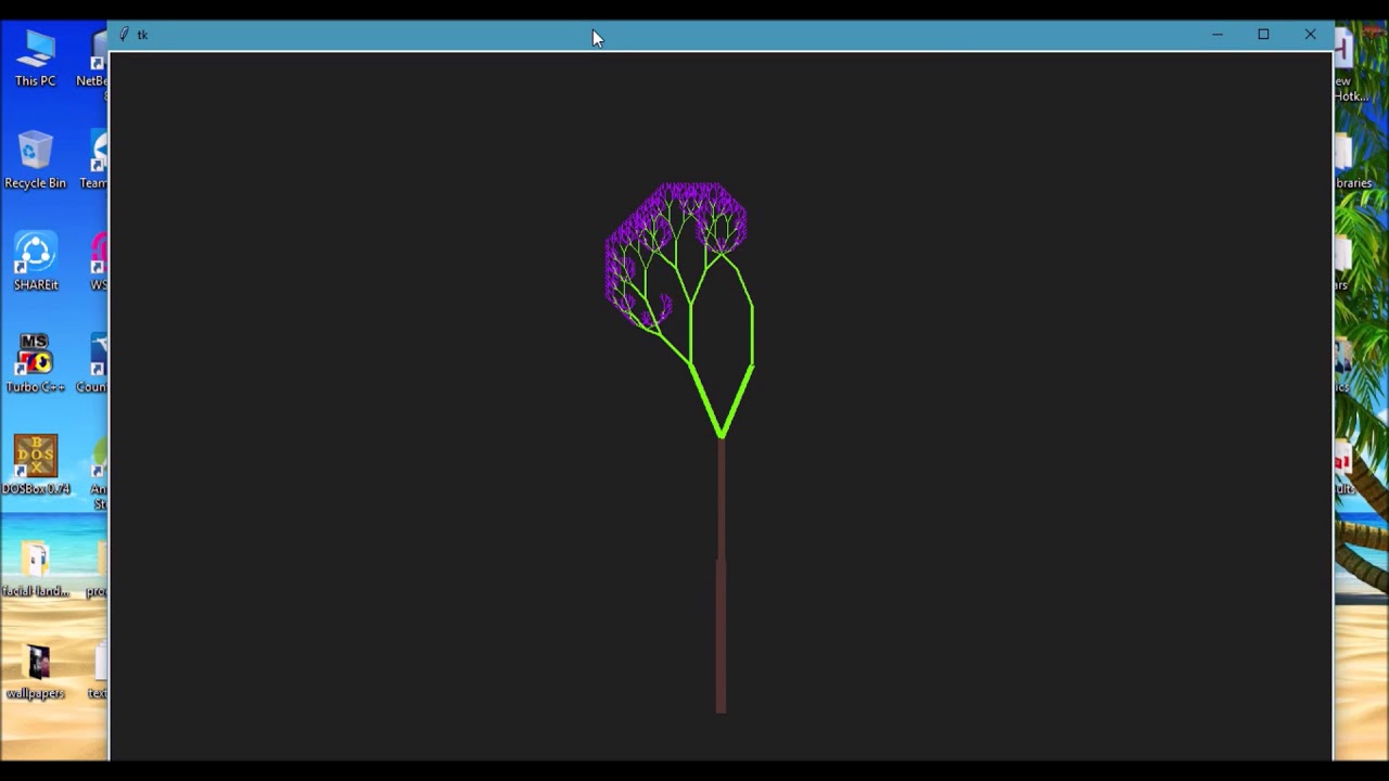 Recursive fractal tree in python tkinter