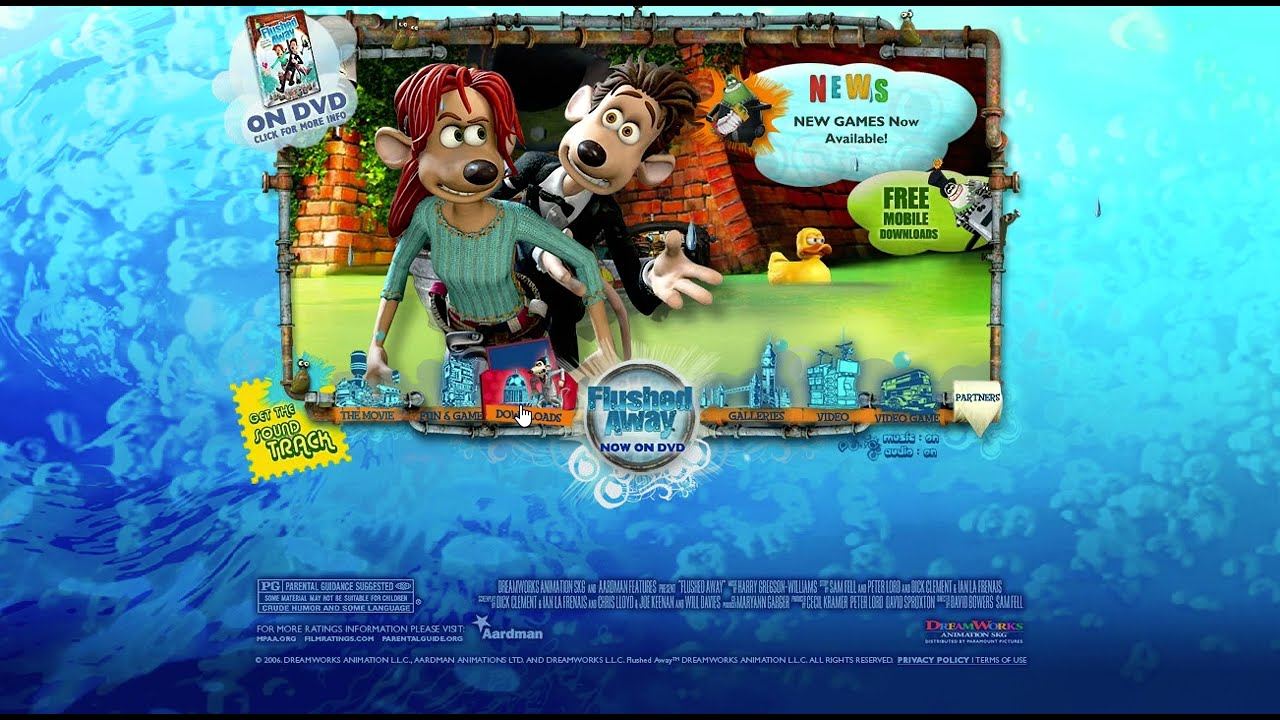 Flushed Away flash website in 2006