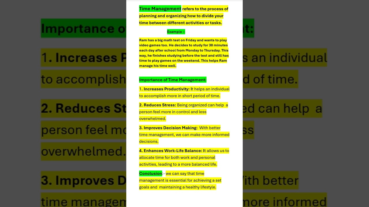 Time management and it's importance