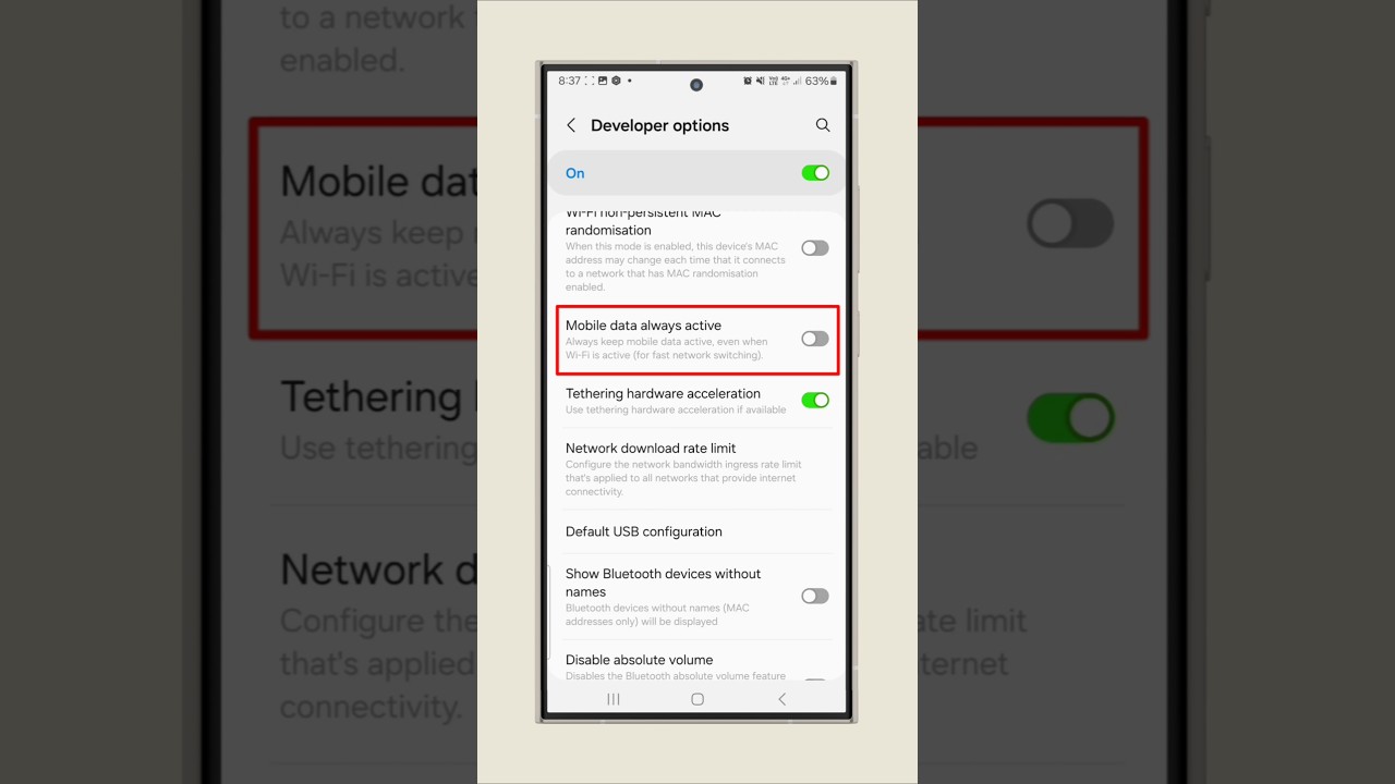 How to enable mobile data always 😡 activesetting in Samsung new phones 🔥 #androidcentral